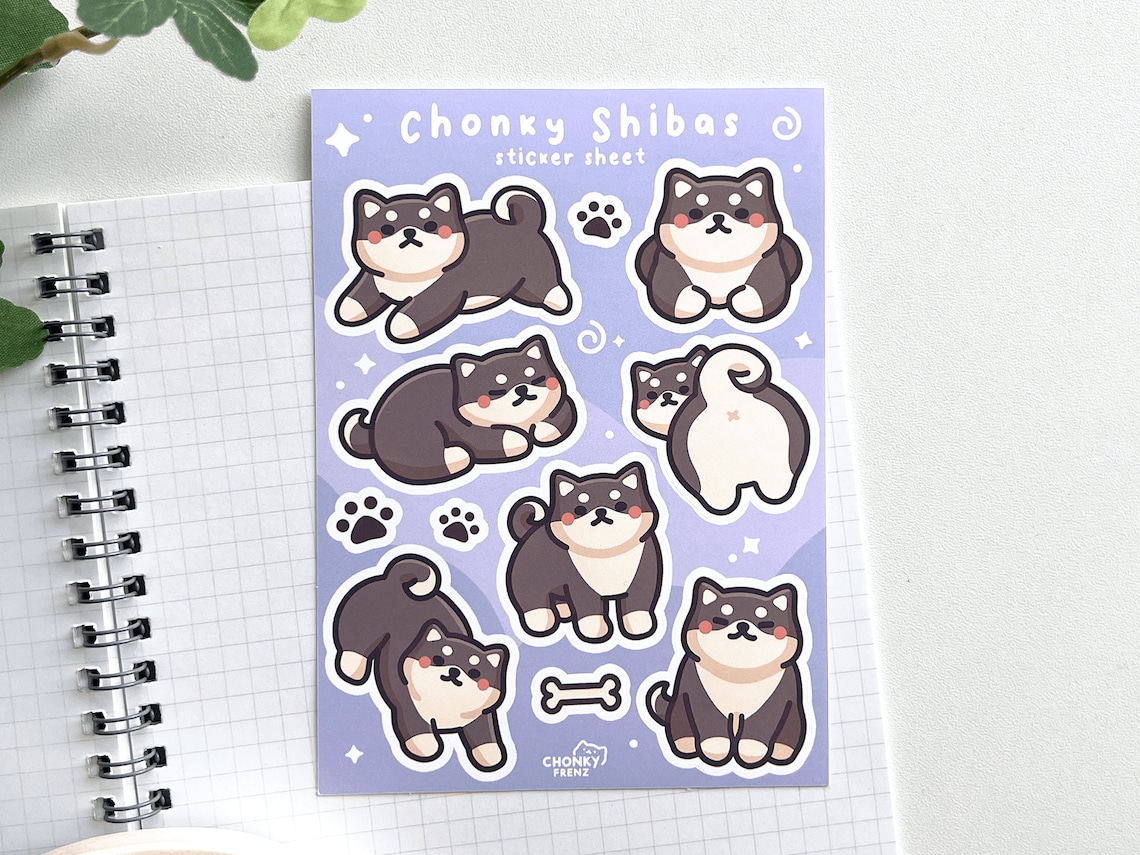 Chonky Shibas Sticker Sheet, Shiba Inu Stickers, Shiba Sticker Sheet ...