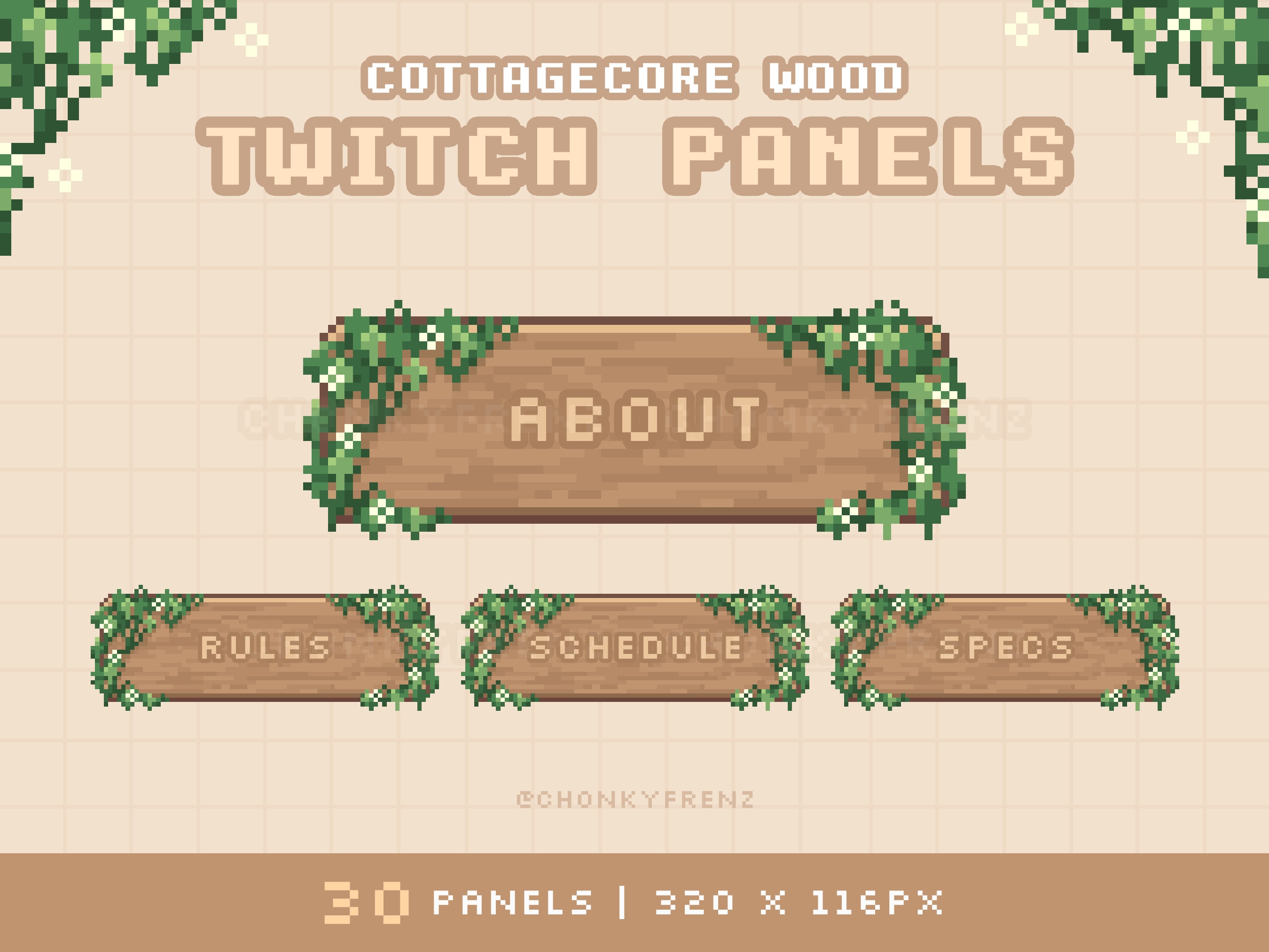 Cottagecore Holz Panels Twitch Panels Pixel Art Stream - Etsy.de