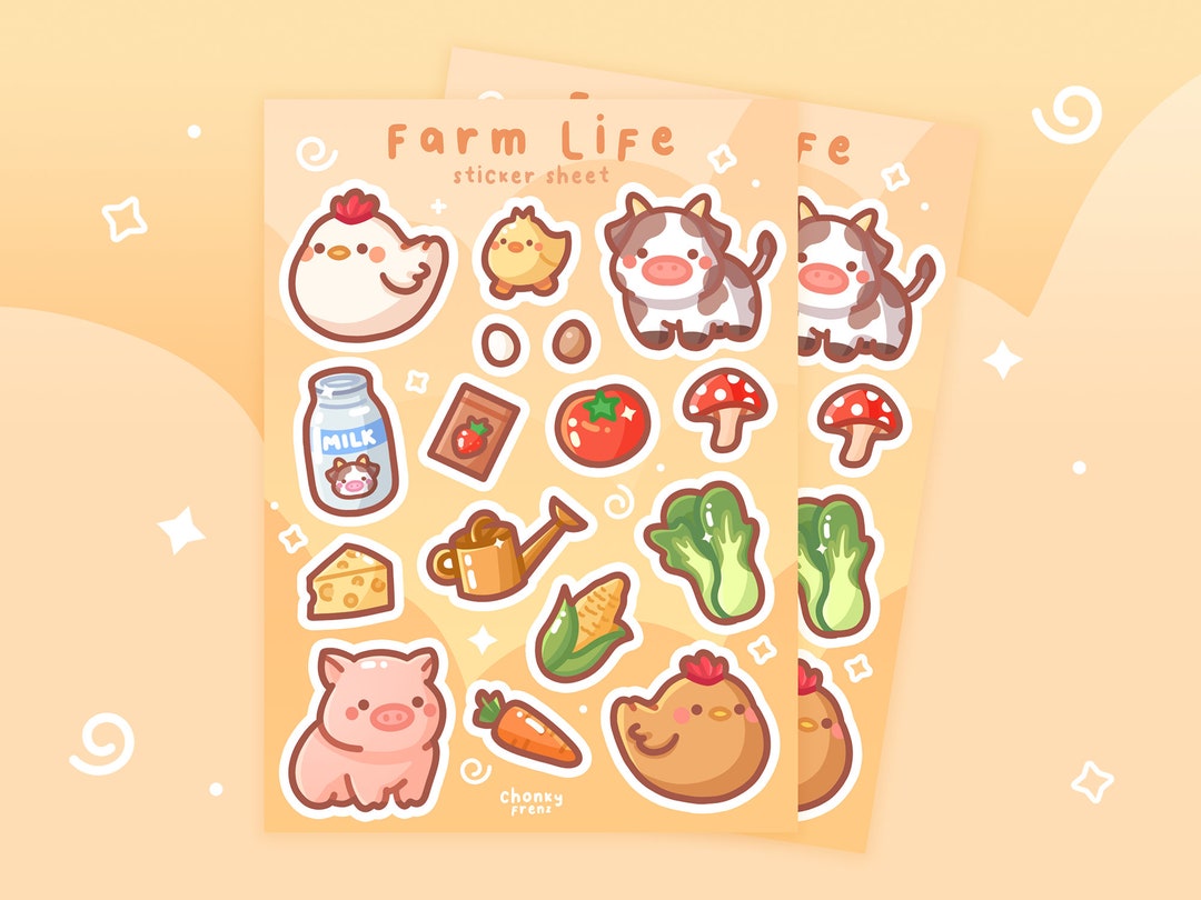 Farm Life Sticker Sheet, Farm Stickers, Animal Stickers, Cute Sticker ...