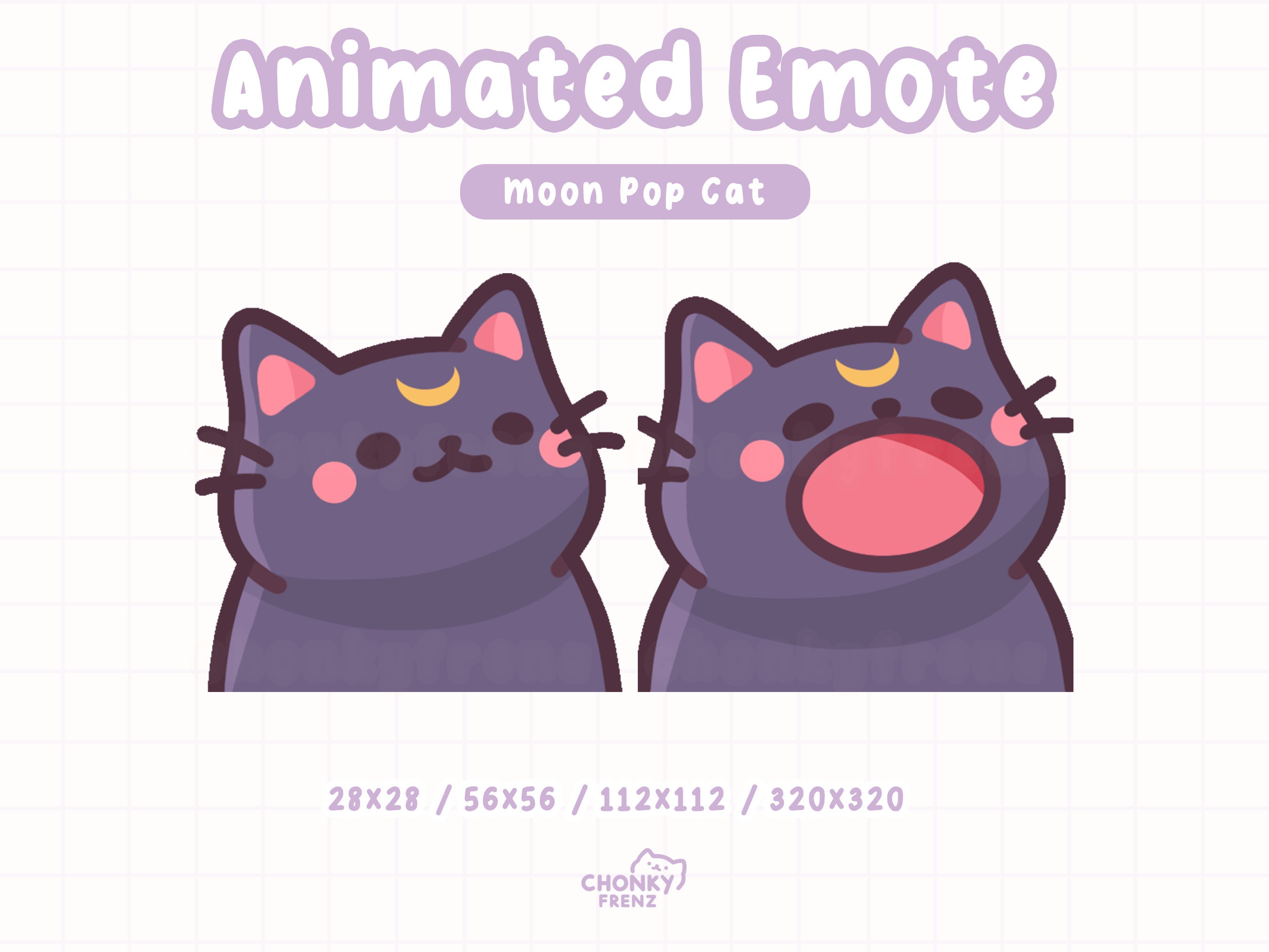 Animated Pop Cat Emote, Moon Cat Emote, Cute Twitch Emote, Discord ...