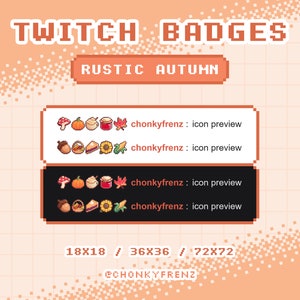 Rustic Autumn Badges, Twitch Badges, Sub Badges, Bit Badges, Cute Sub ...