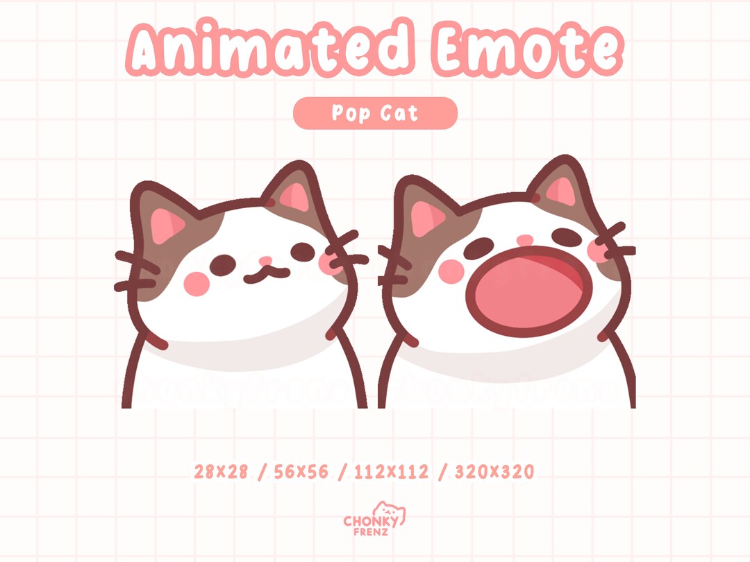 Animated Pop Cat Emote, Pop Cat Meme, Cute Twitch Emote, Discord/stream ...