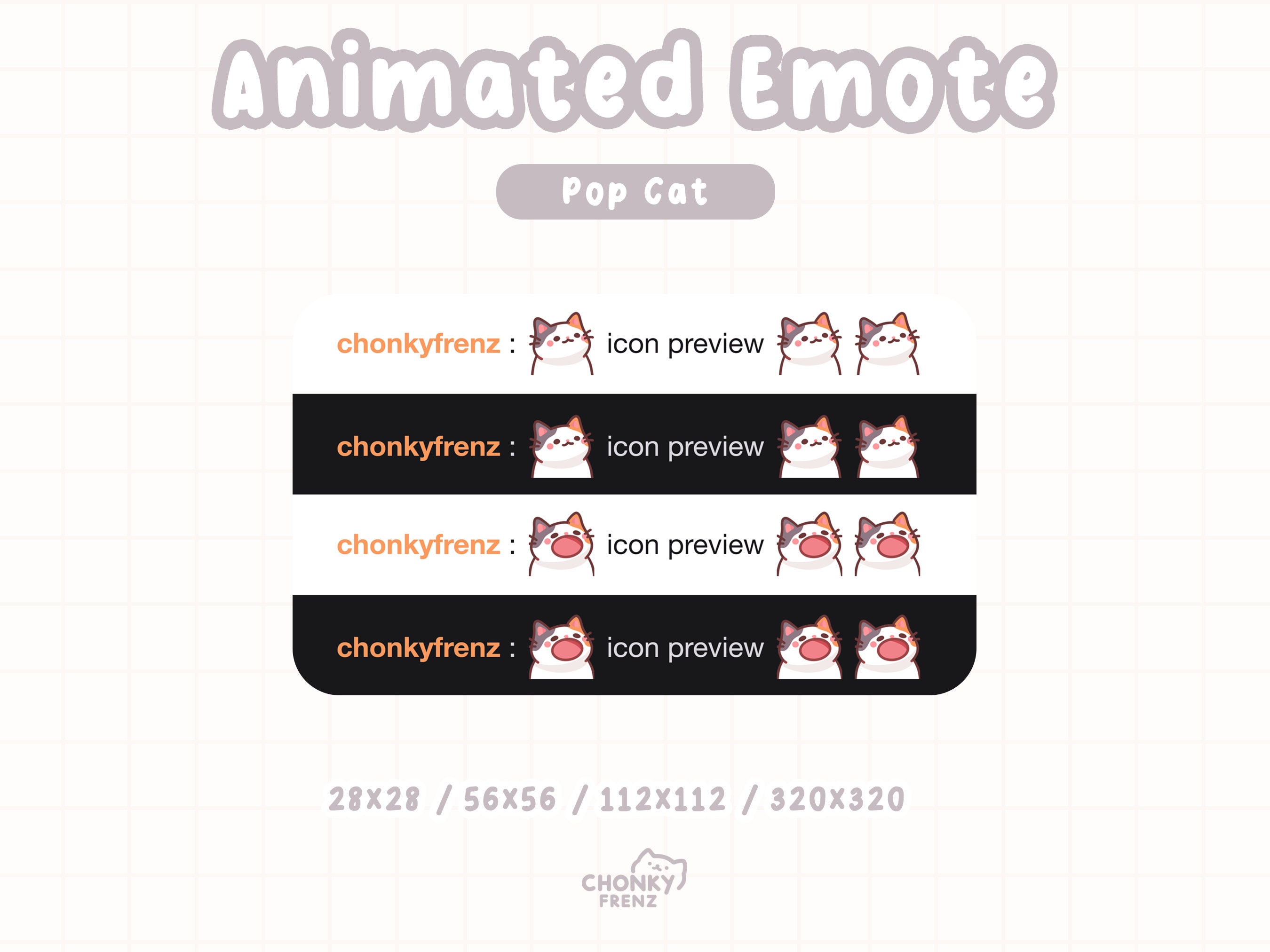 Animated Pop Cat Emote, Calico Cat Emote, Cute Twitch Emote, Discord ...