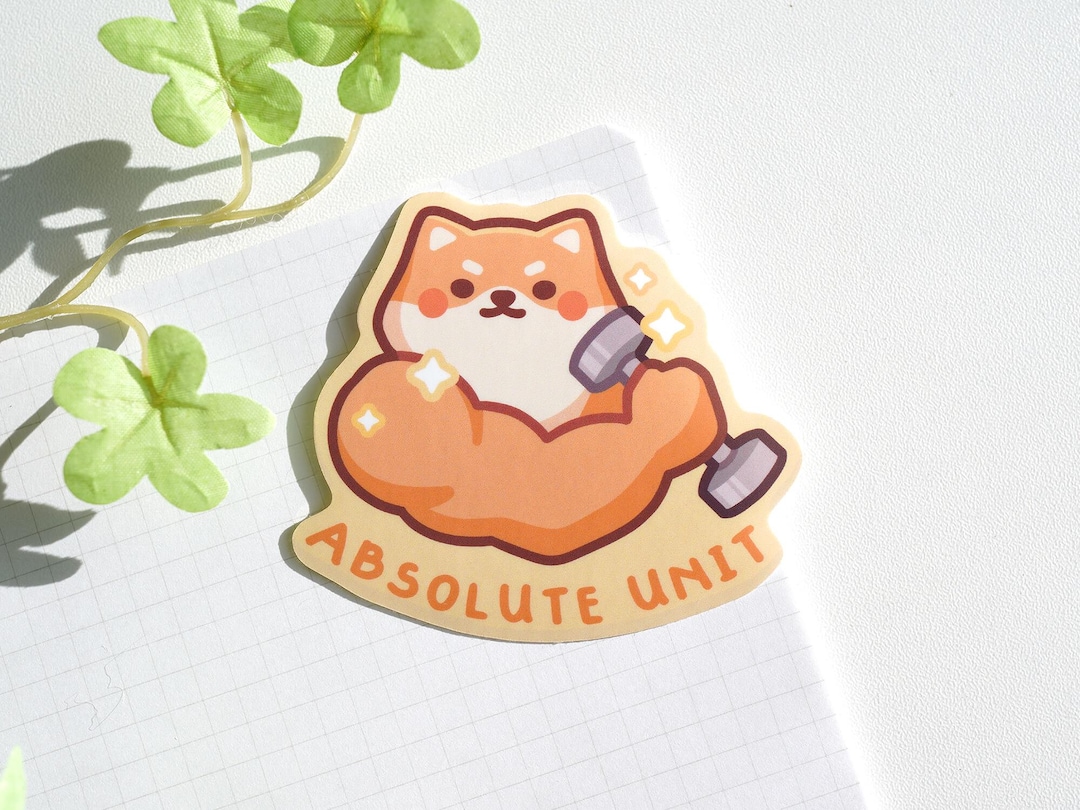 Absolute Unit Sticker, Buff Shiba Sticker, Cute Gym Sticker, Muscle ...
