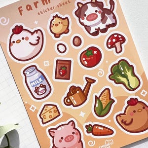 Farm Life Sticker Sheet, Farm Stickers, Animal Stickers, Cute Sticker ...