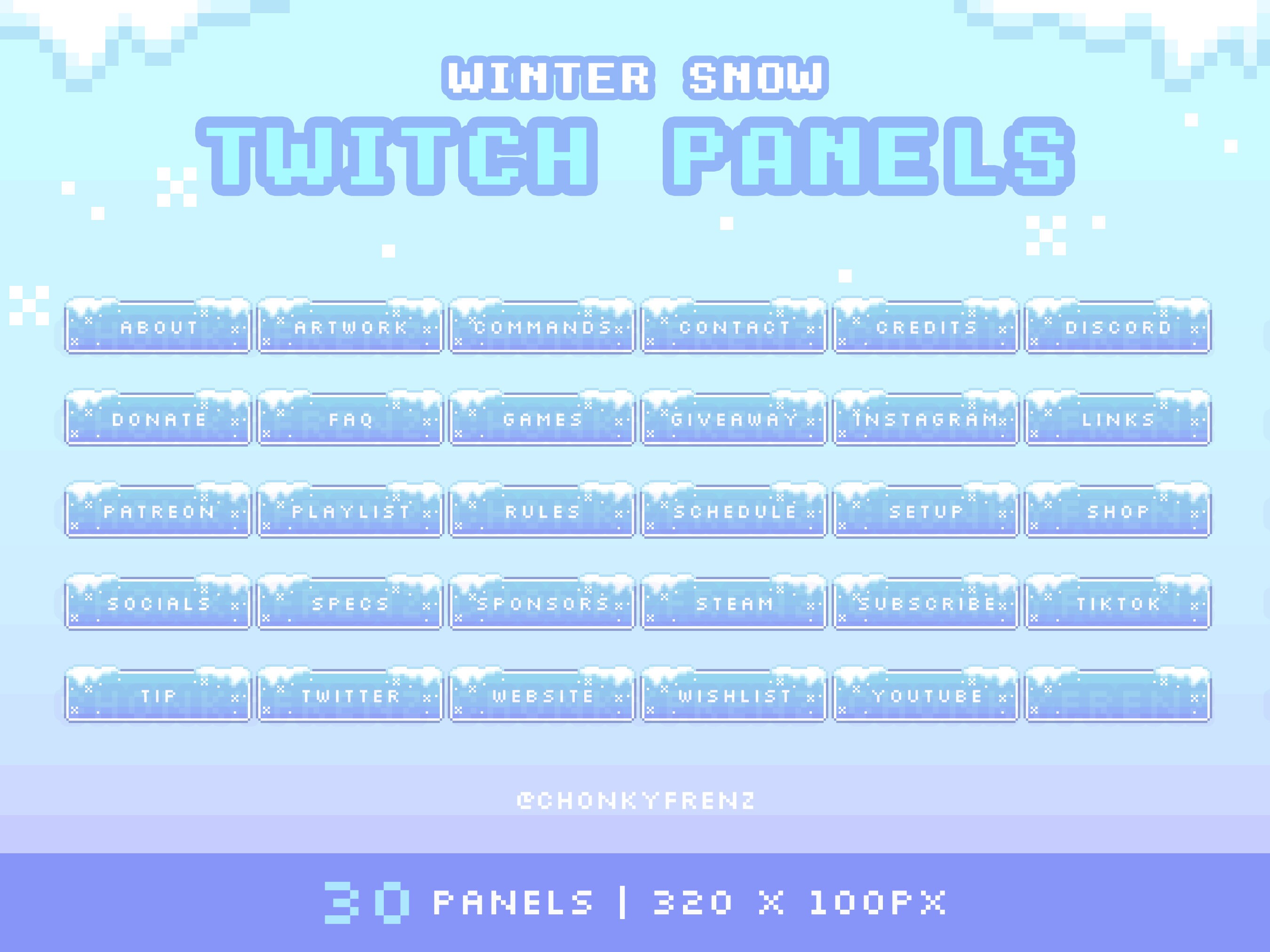 Winter Snow Panels, Twitch Panels, Pixel Art, Stream Panels, Kawaii ...