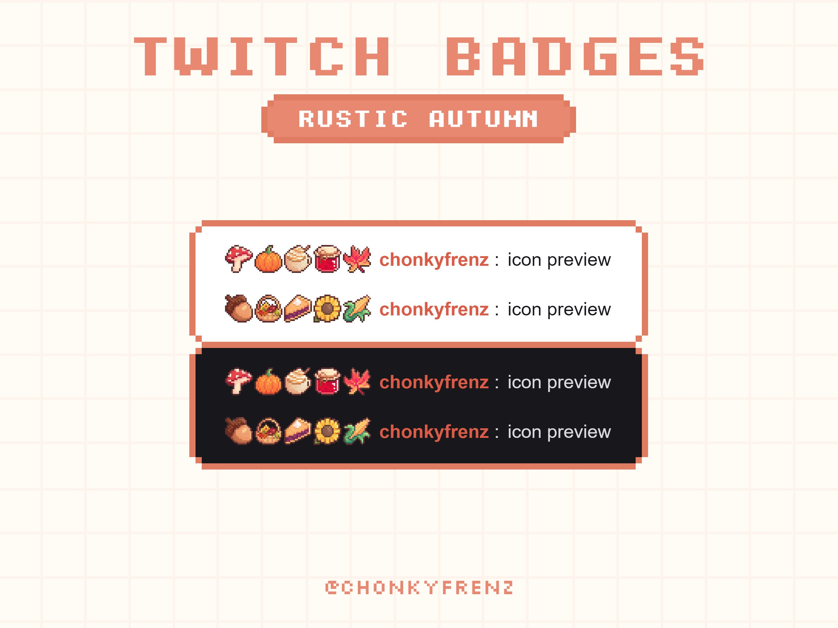 Autumn Twitch Badges, Fall Twitch Badges, Pixel Art Sub Badges, Cute ...