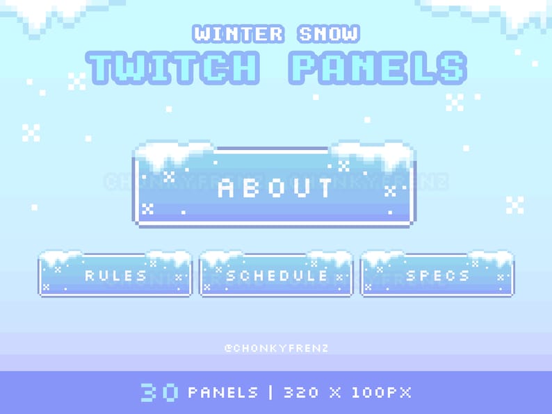 Winter Snow Panels, Twitch Panels, Pixel Art, Stream Panels, Kawaii Twitch Panels, Cute Twitch ...