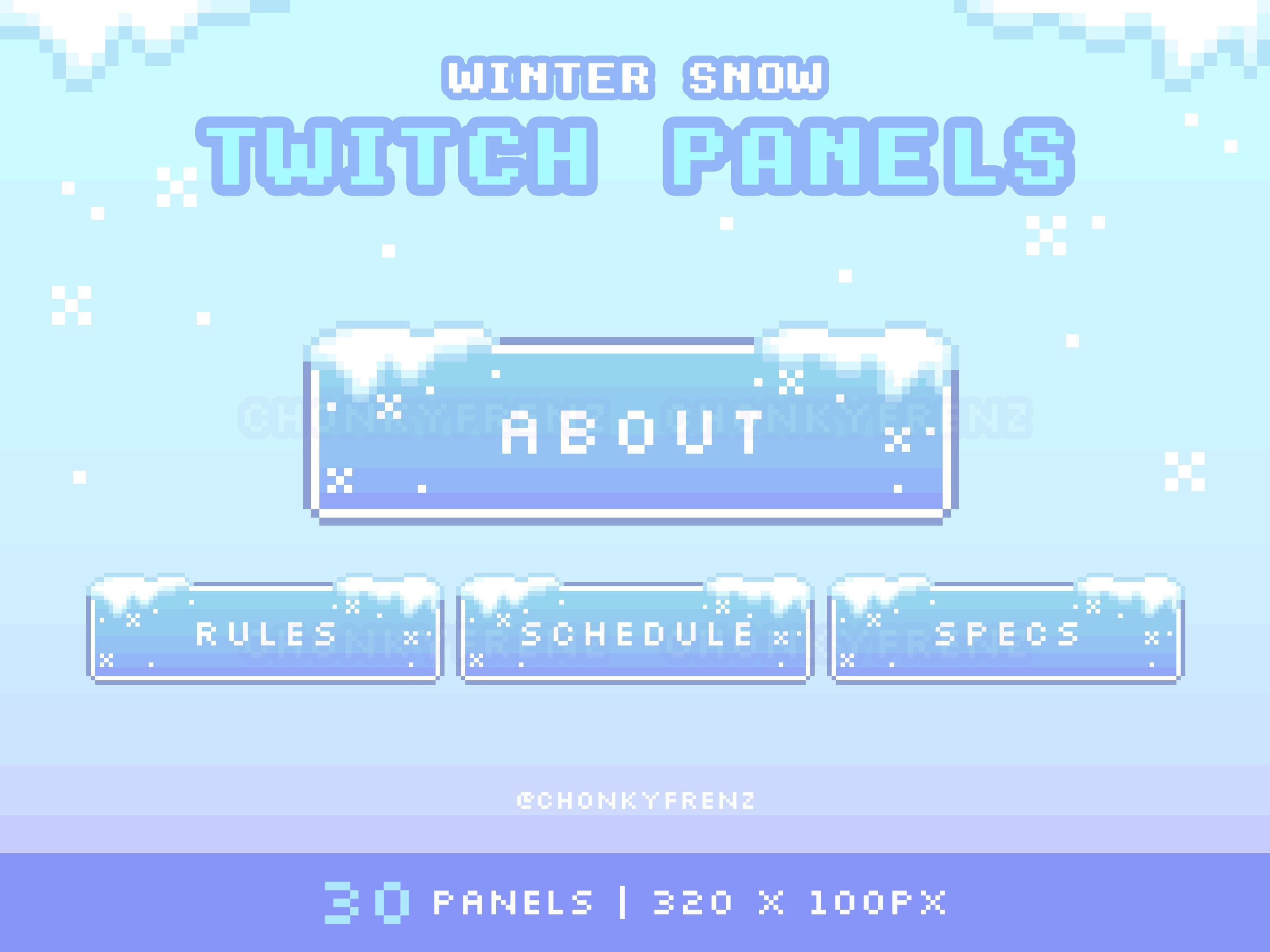 Winter Snow Panels, Twitch Panels, Pixel Art, Stream Panels, Kawaii Twitch Panels, Cute Twitch ...
