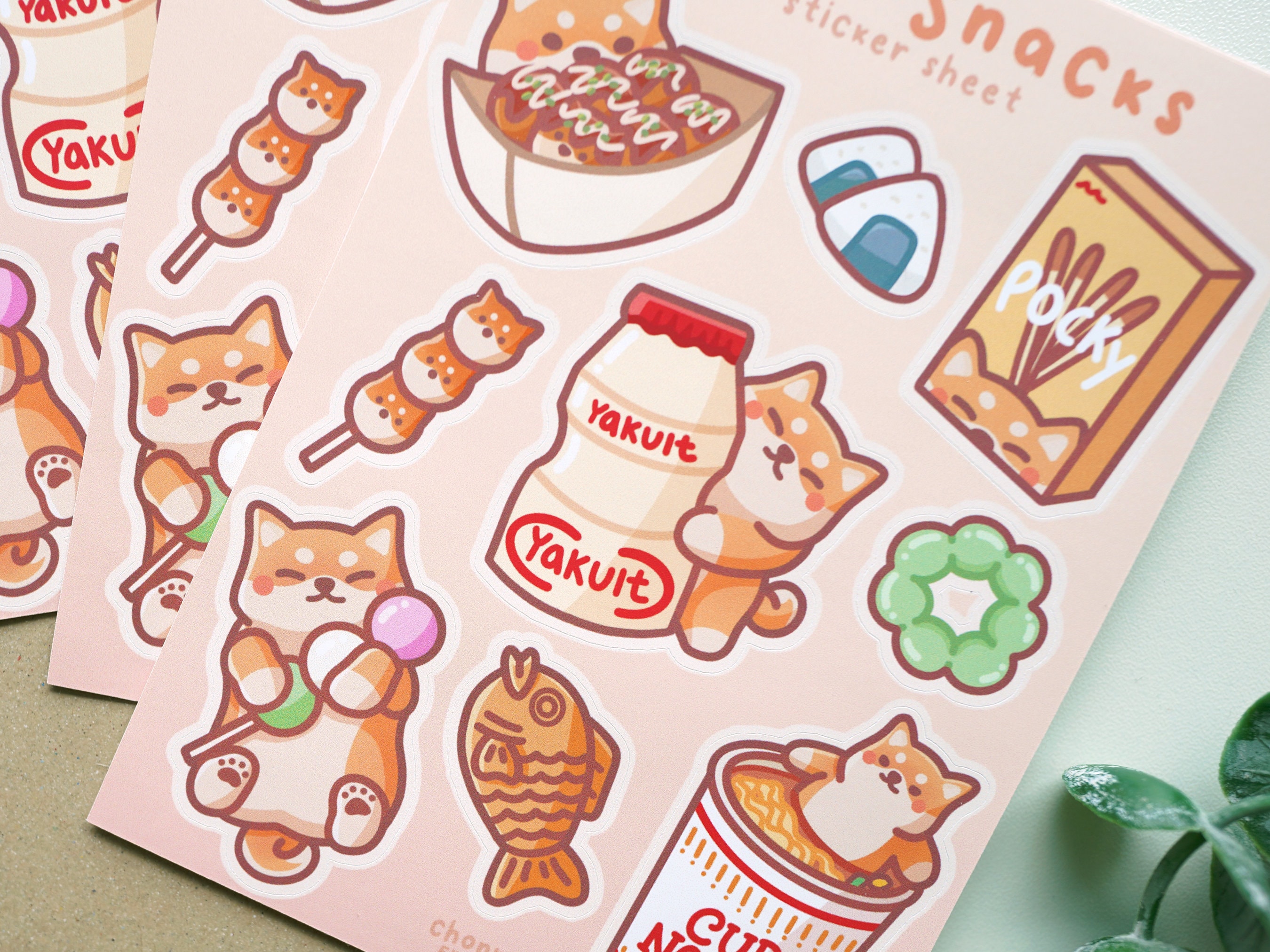 Shiba Snacks Sticker Sheet, Kiss-cut Stickers, Shiba Inu Stickers, Cute ...