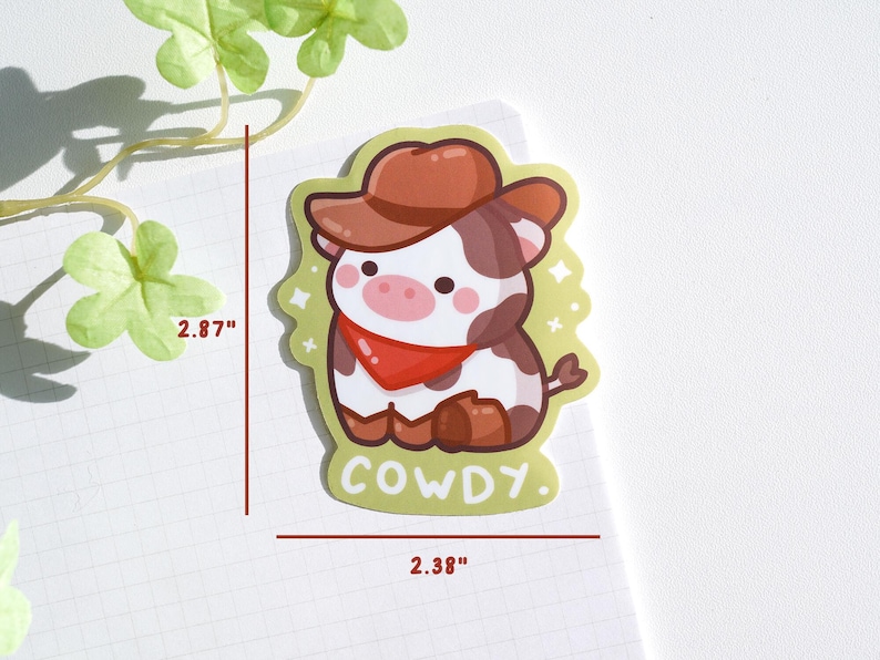 Cowdy Sticker, Howdy Cow Sticker, Cute Cow Sticker, Cute Cowboy Sticker ...