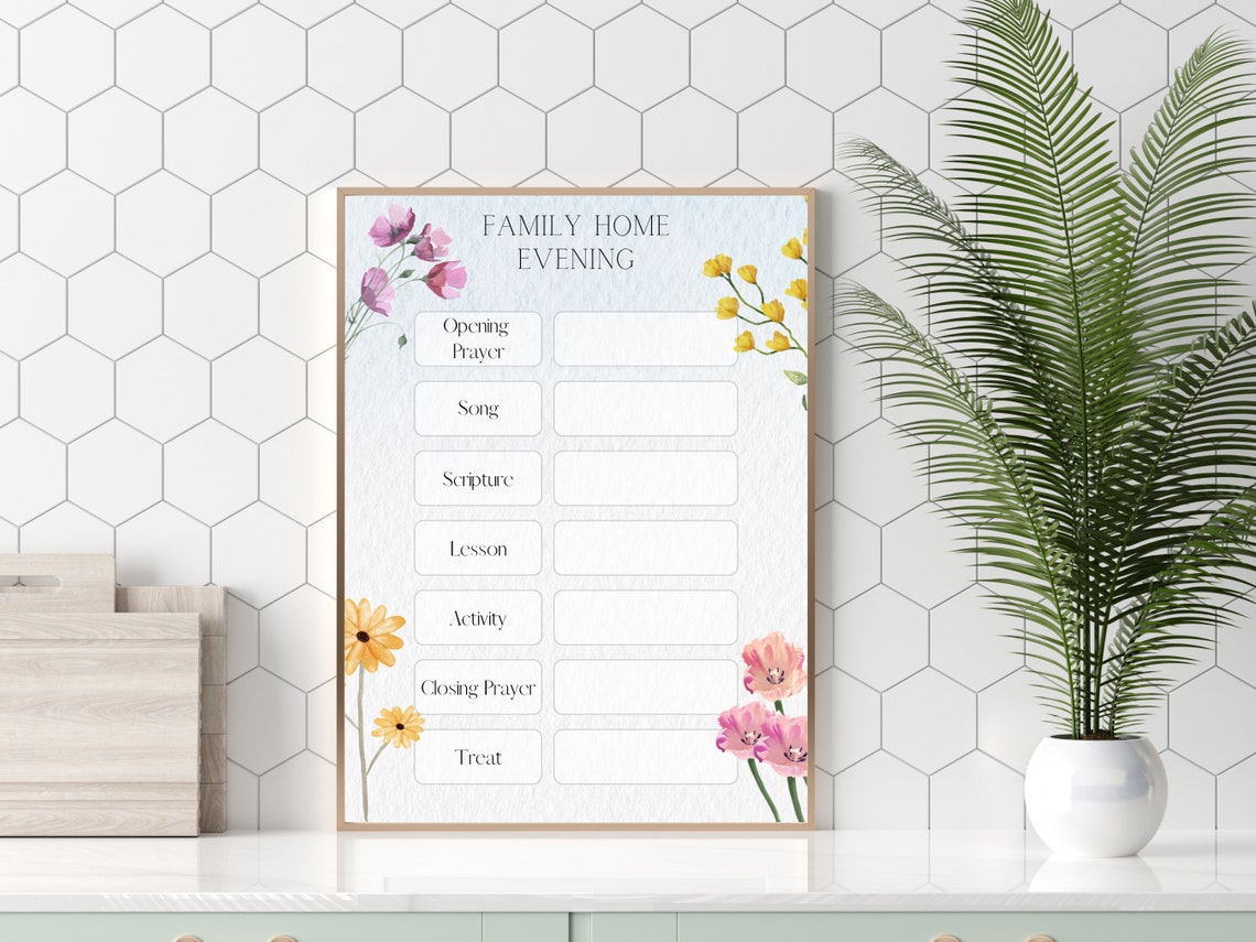 Family Home Evening Assignment Chart, Printable FHE Assignment Schedule ...