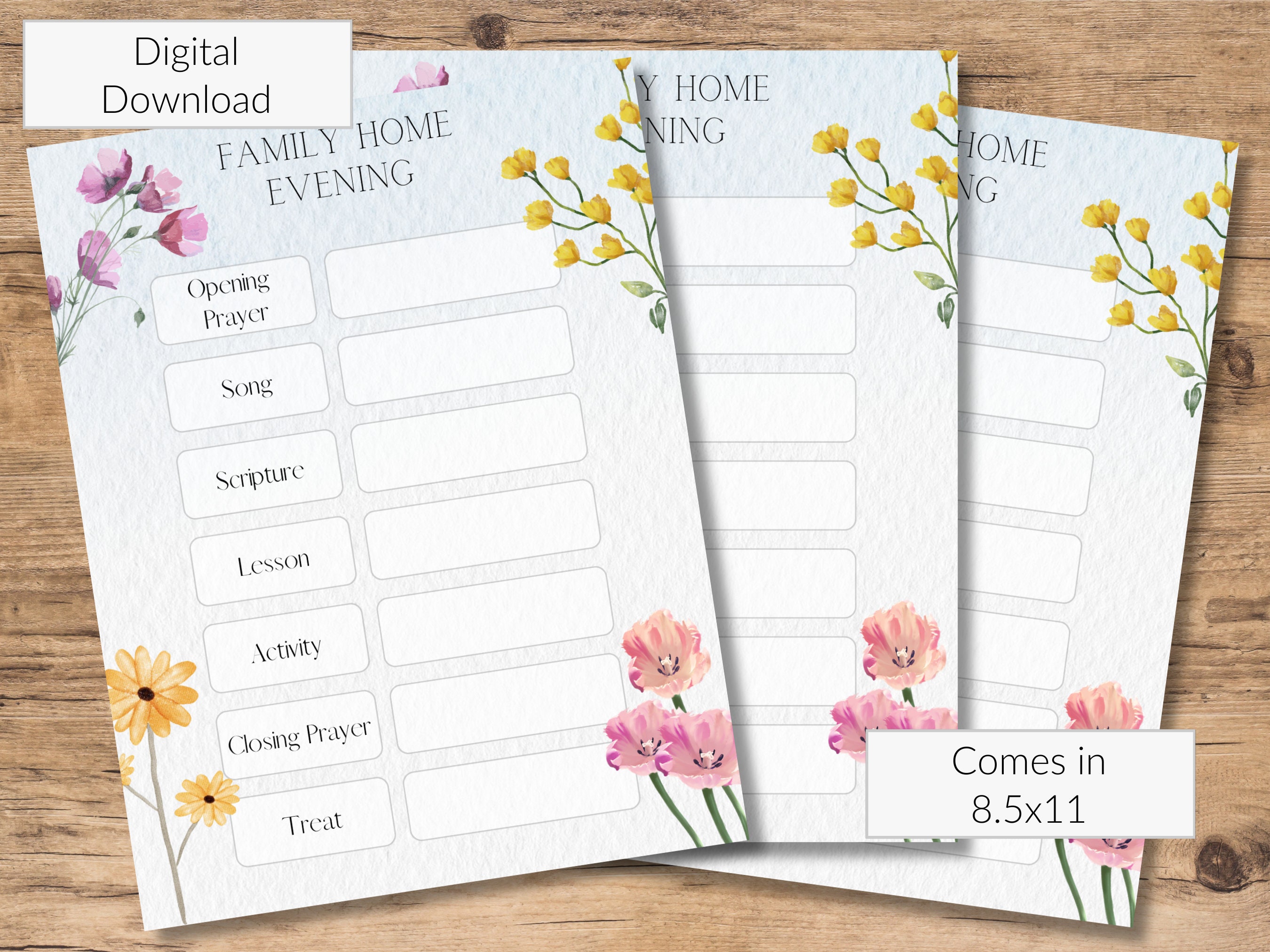 Family Home Evening Assignment Chart, Printable FHE Assignment Schedule ...