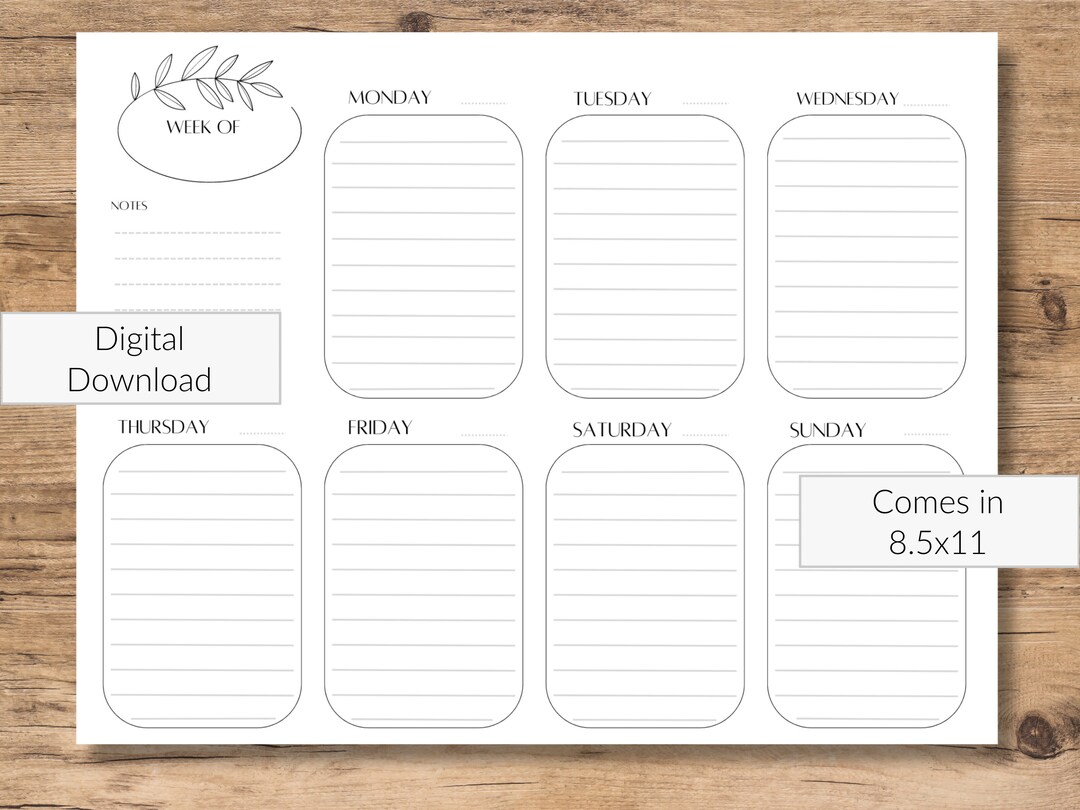 Weekly Planner, Digital Download Planner, Minimal Printable Planner ...