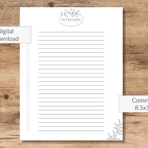 Minimal to Do List Printable, Digital Download to Do Planner, Minimal ...