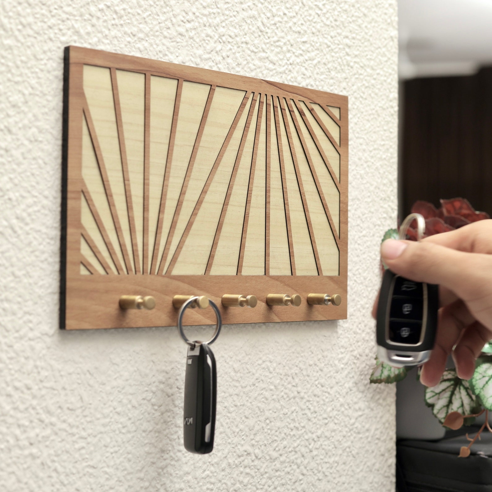 Geometric Sun-inspired Key Holder Key Organizer, Entryway Organizer ...
