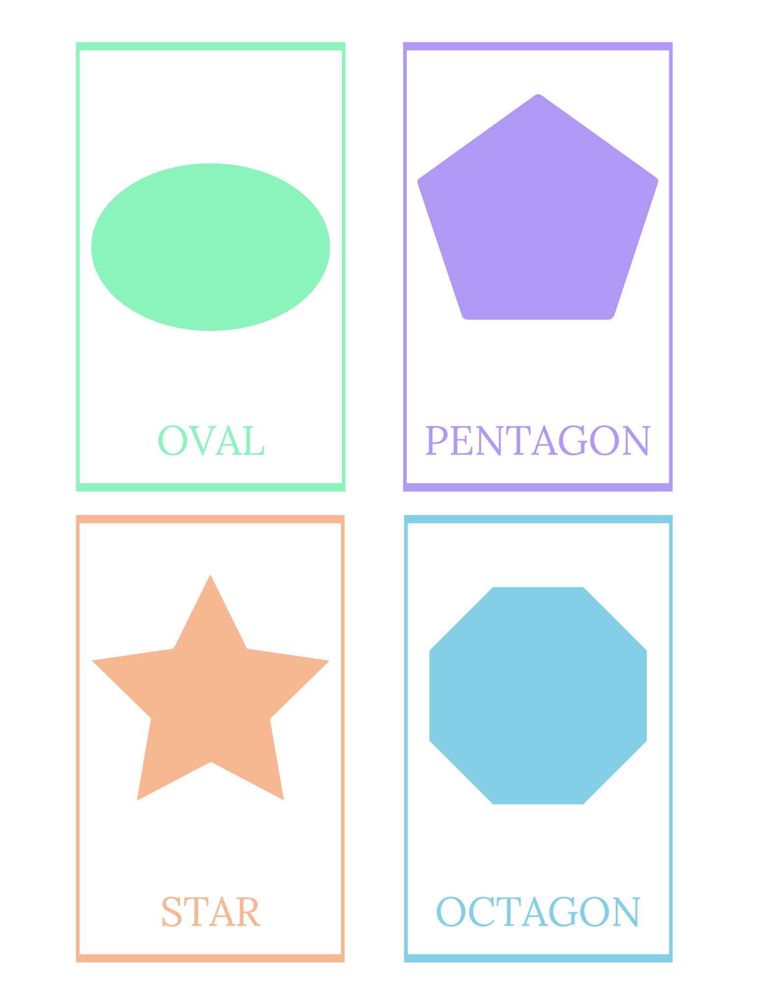 Set of 16 Shapes Flashcards | Printable | for Kids | Geometric Shapes ...