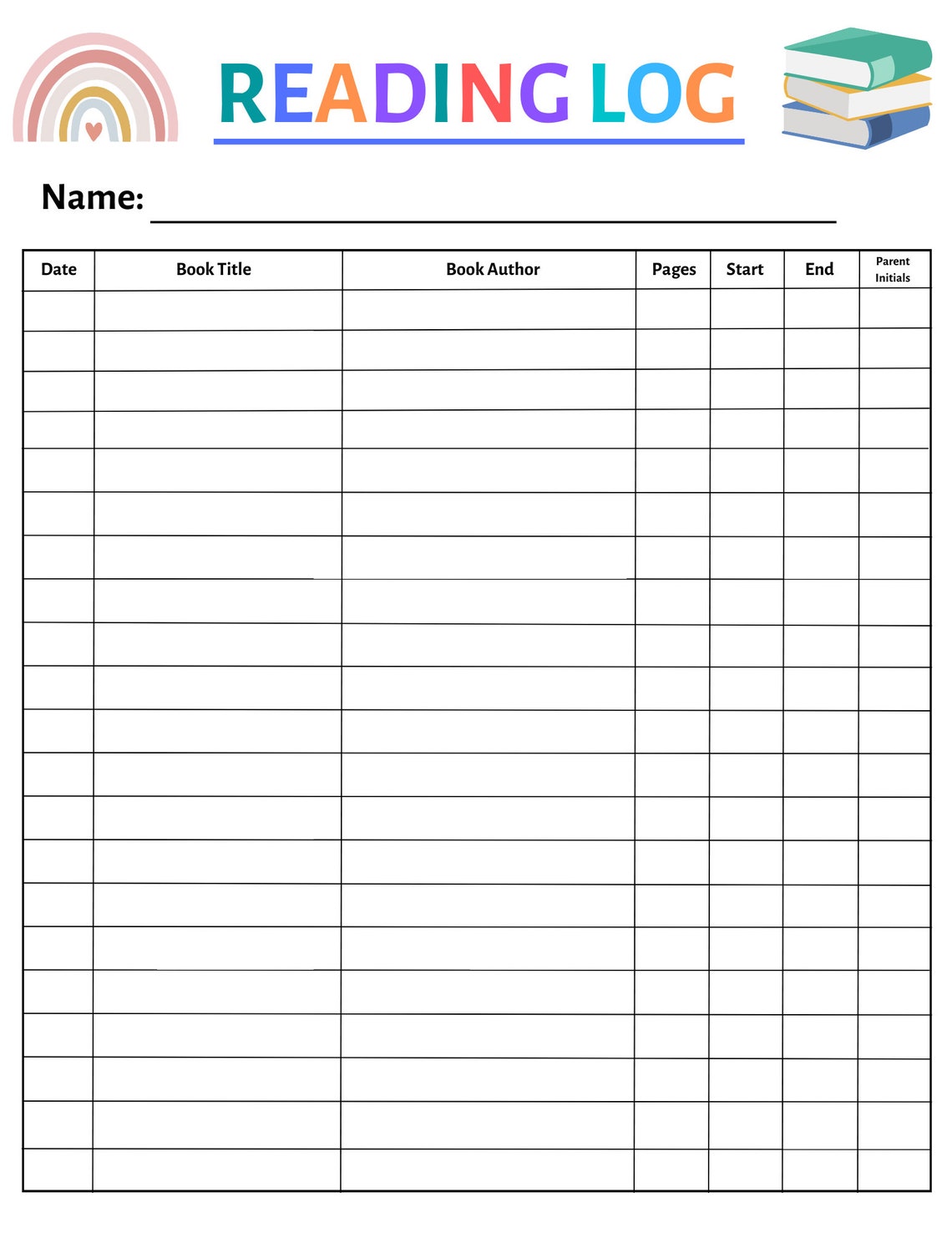 Kids Reading Log | Reading Log for School | Reading Assignments ...