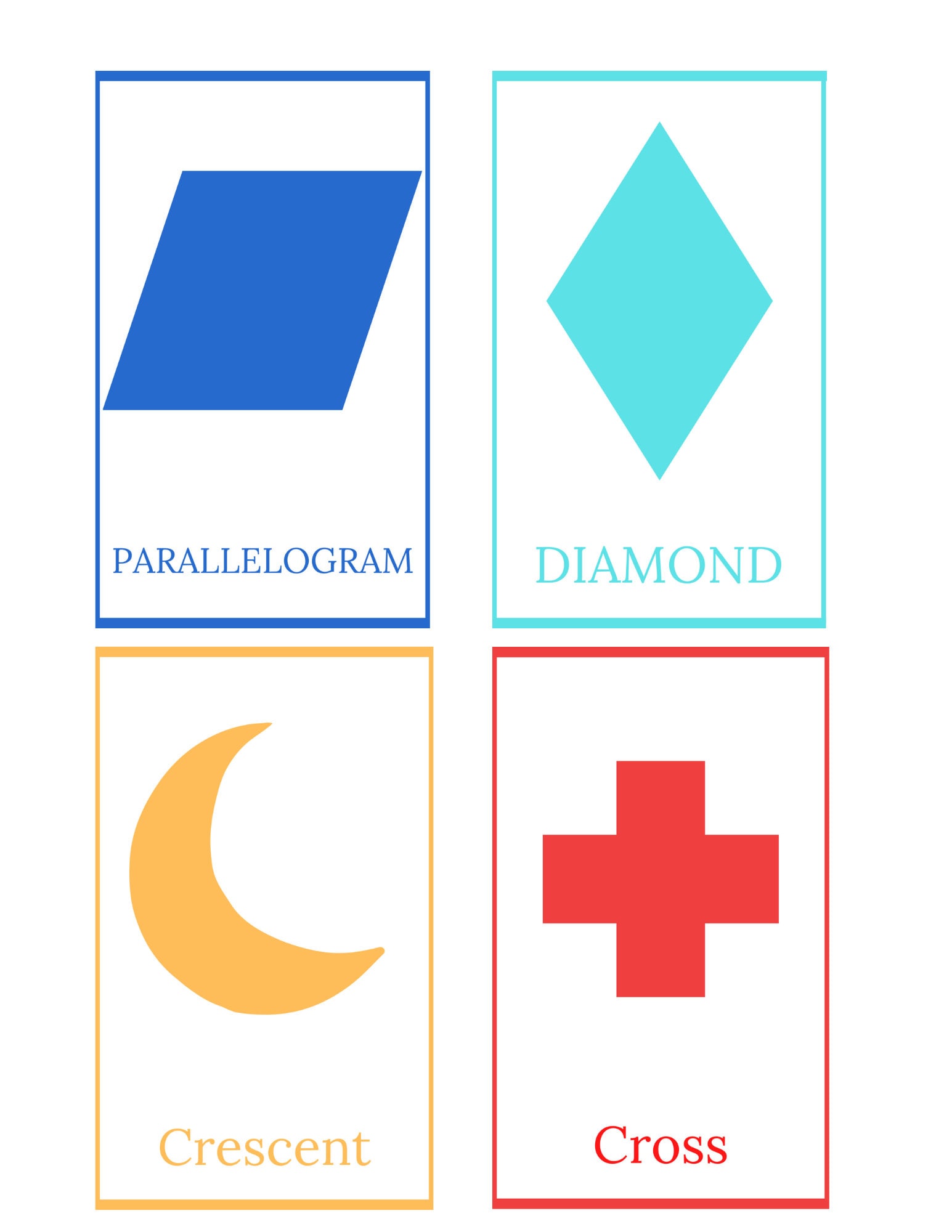 Set of 16 Shapes Flashcards | Printable | for Kids | Geometric Shapes ...