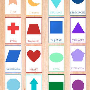 Set of 16 Shapes Flashcards | Printable | for Kids | Geometric Shapes ...