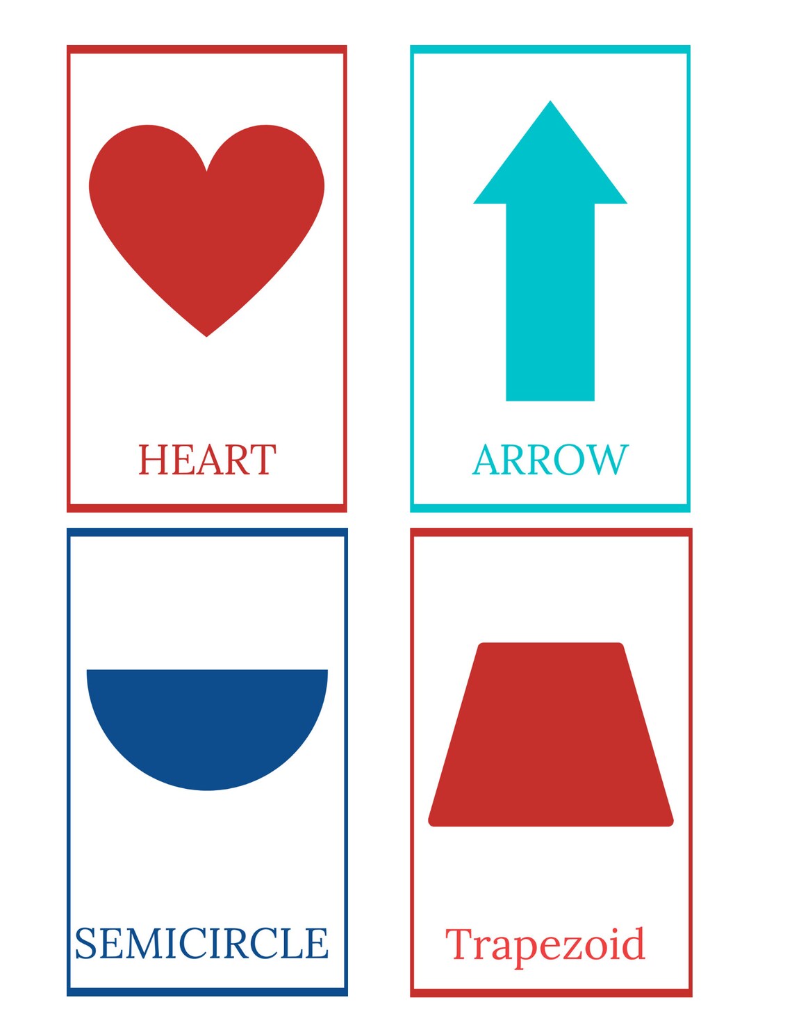 Set of 16 Shapes Flashcards Printable for Kids Geometric - Etsy