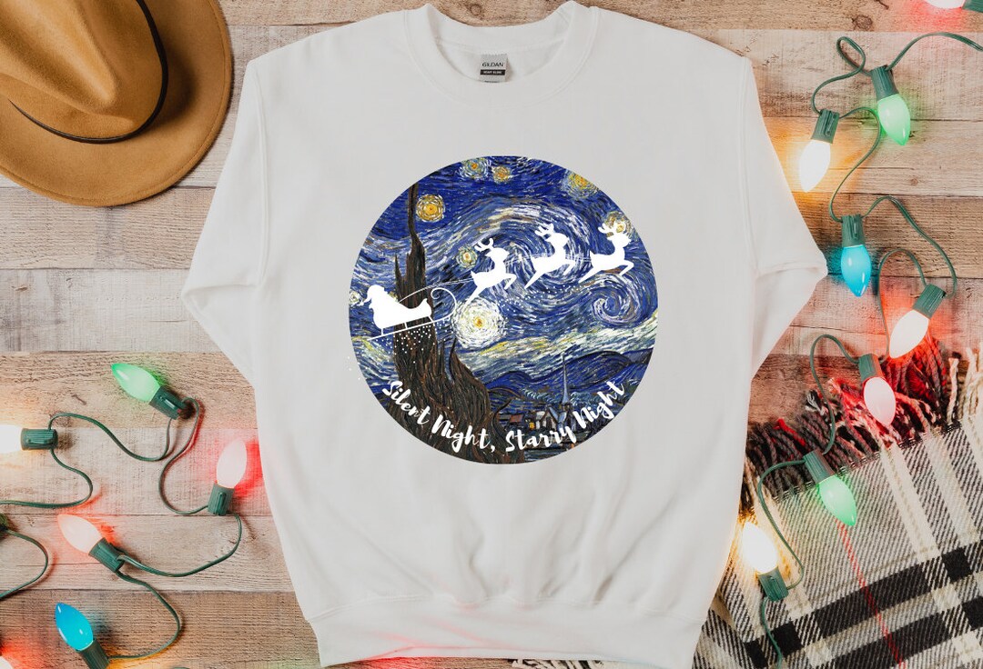 Silent Night, Starry Night Van Gogh Christmas Sweater, Womens Sweater ...
