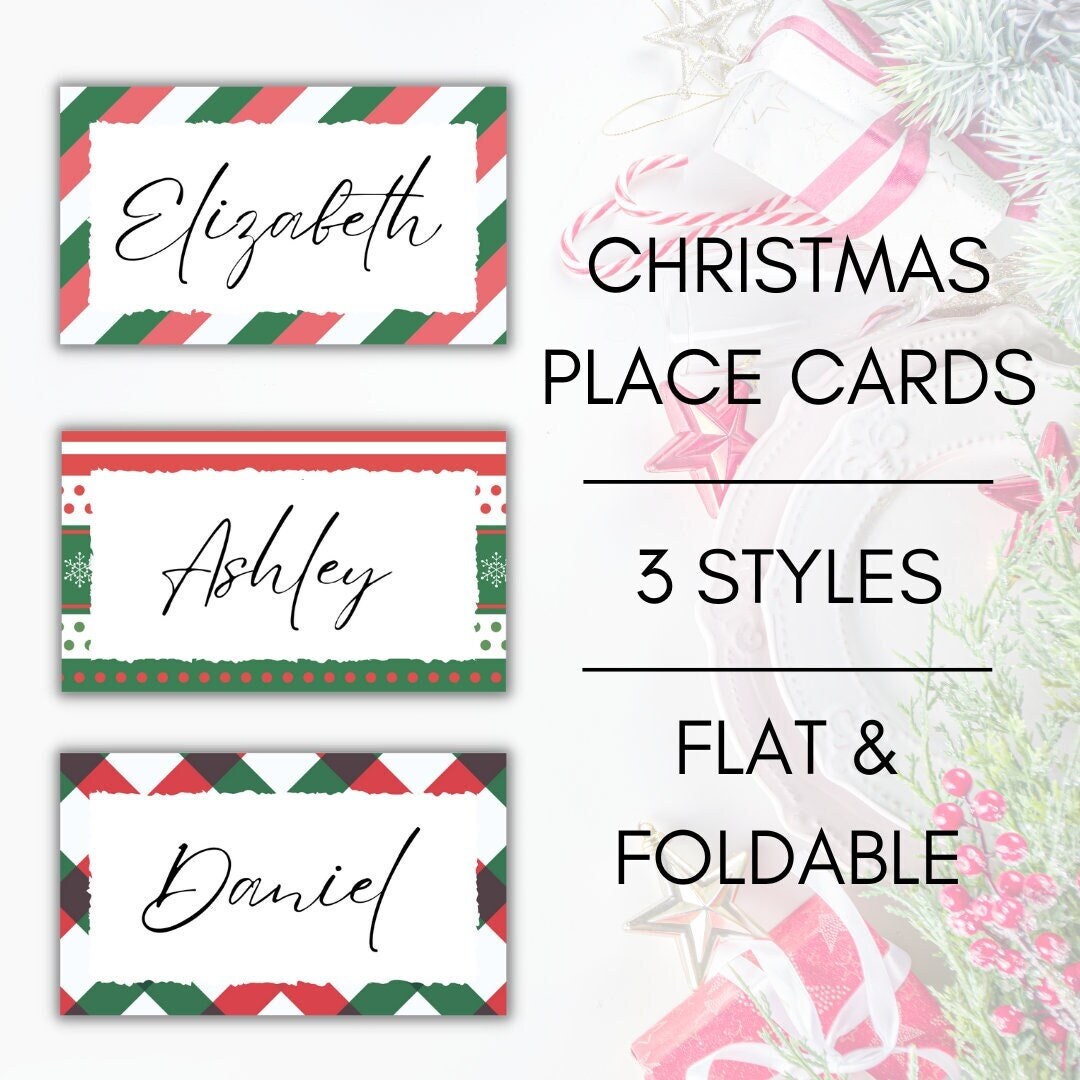Christmas Table Place Cards or Gift Tags for Holiday Party / Instant ...