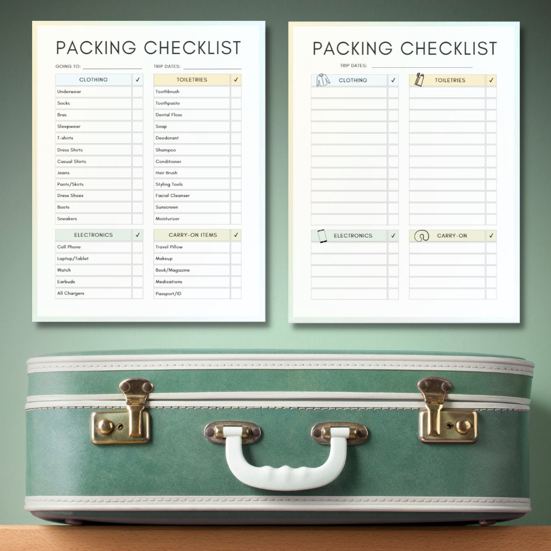 Packing Checklist for Trip / Instant Download, Print at Home / Packing ...