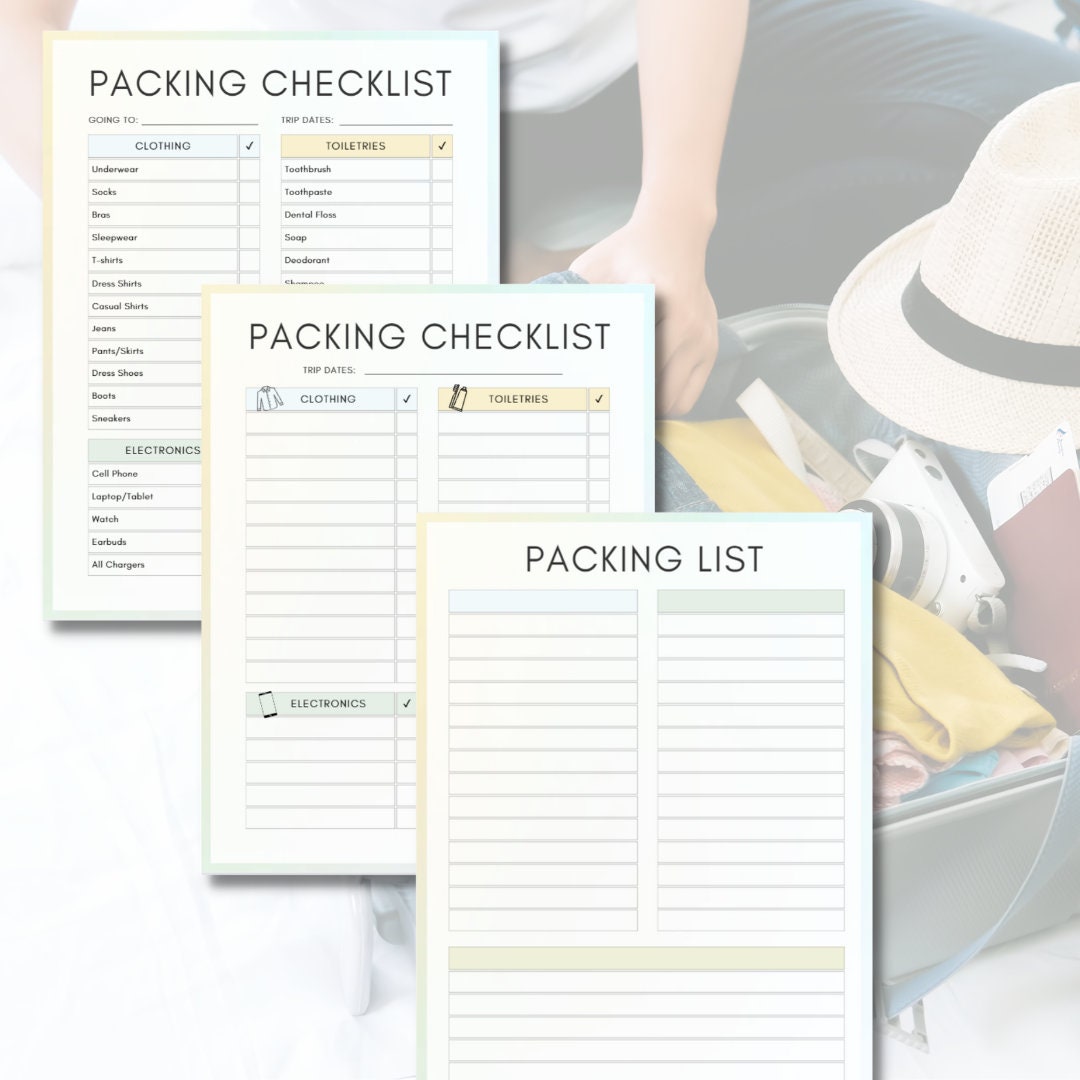 Packing Checklist for Trip / Instant Download, Print at Home / Packing ...