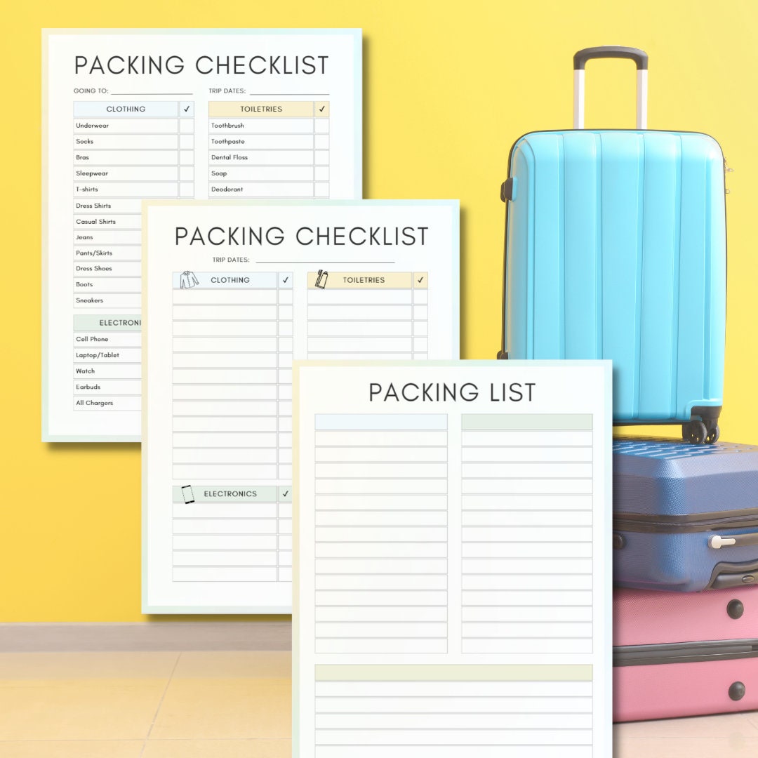 Packing Checklist for Trip / Instant Download, Print at Home / Packing ...