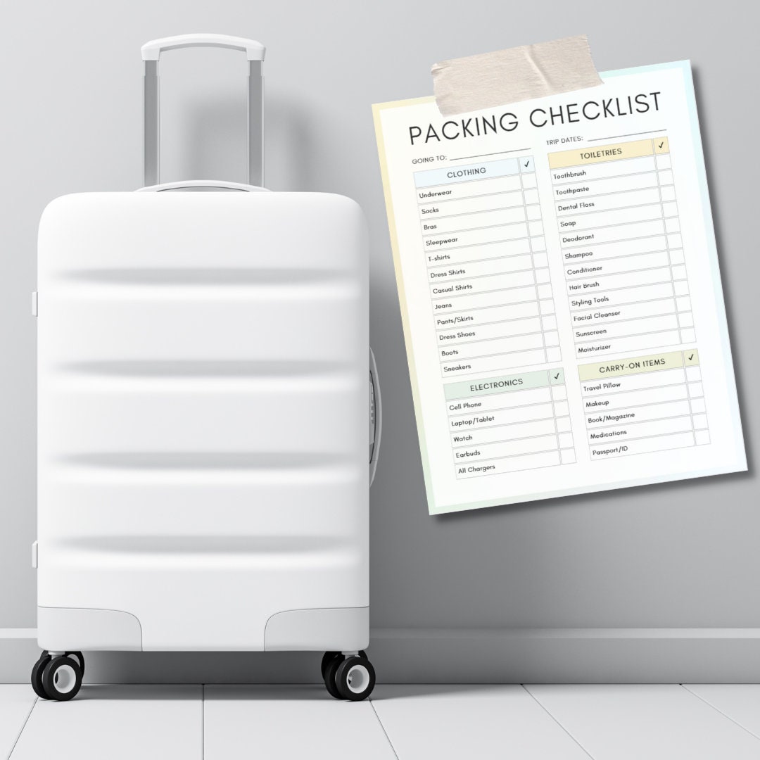 Packing Checklist for Trip / Instant Download, Print at Home / Packing ...
