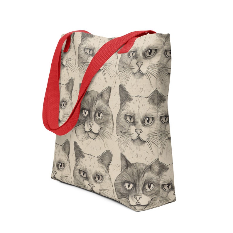 Adventurous & Grumpy Kitties Line Art Tote Bag - Etsy