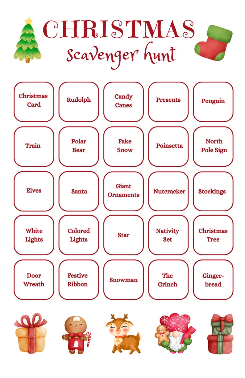 Christmas Scavenger Hunt Cards - Set of 10 Cards (5.5 X 8.5) - Etsy