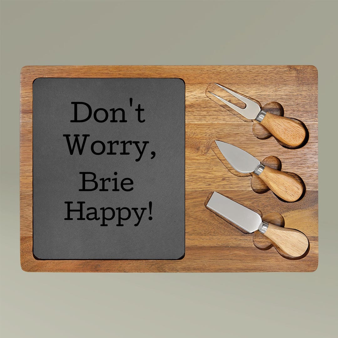 Engraved Acacia Charcuterie Board: "life is Gouda" Slate Serving Tray ...