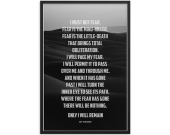 Litany Against Fear Print, Dune Poster, I Must Not Fear, Fear is the ...