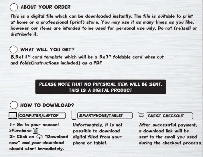 Love Printable Card / Instant Download PDF / Card Template - Etsy