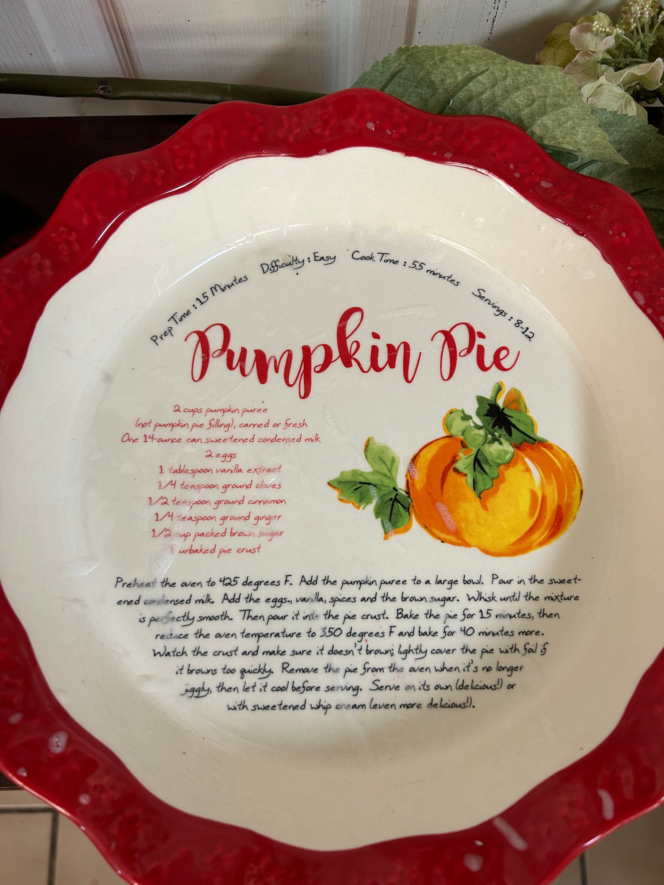 The Pioneer Woman Pumpkin Pie Ceramic Stoneware Plate Dish Etsy
