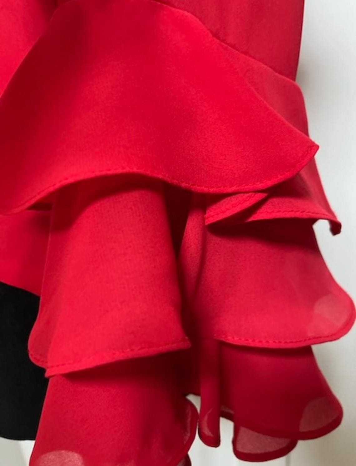 Red Ruffled Collar Front Tie Flounce Sleeve Flamenco Festive Blouse - Etsy