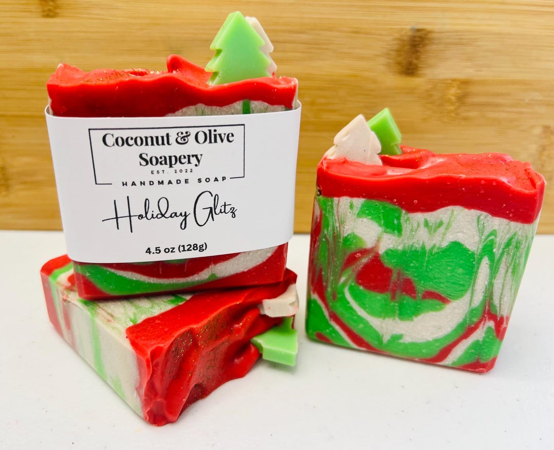 Handmade Christmas Soap Bar: Holiday Glitz, Pine Scented - Etsy