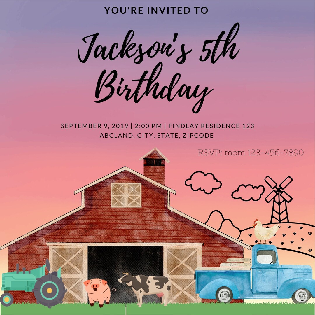 Farm Themed Birthday Invites - Etsy