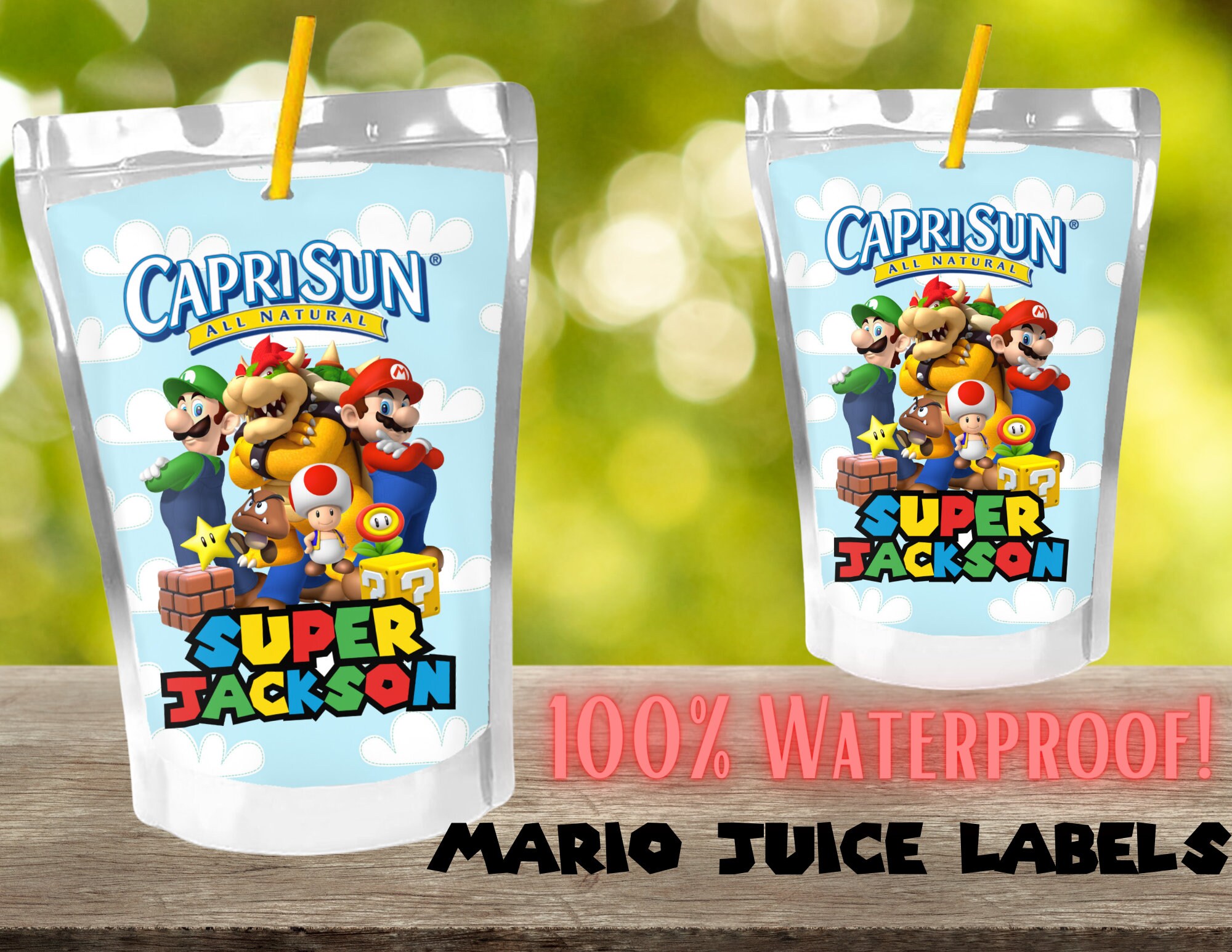Mario Capri Sun Labels, Custom Labels, Custom Mario Party - Etsy