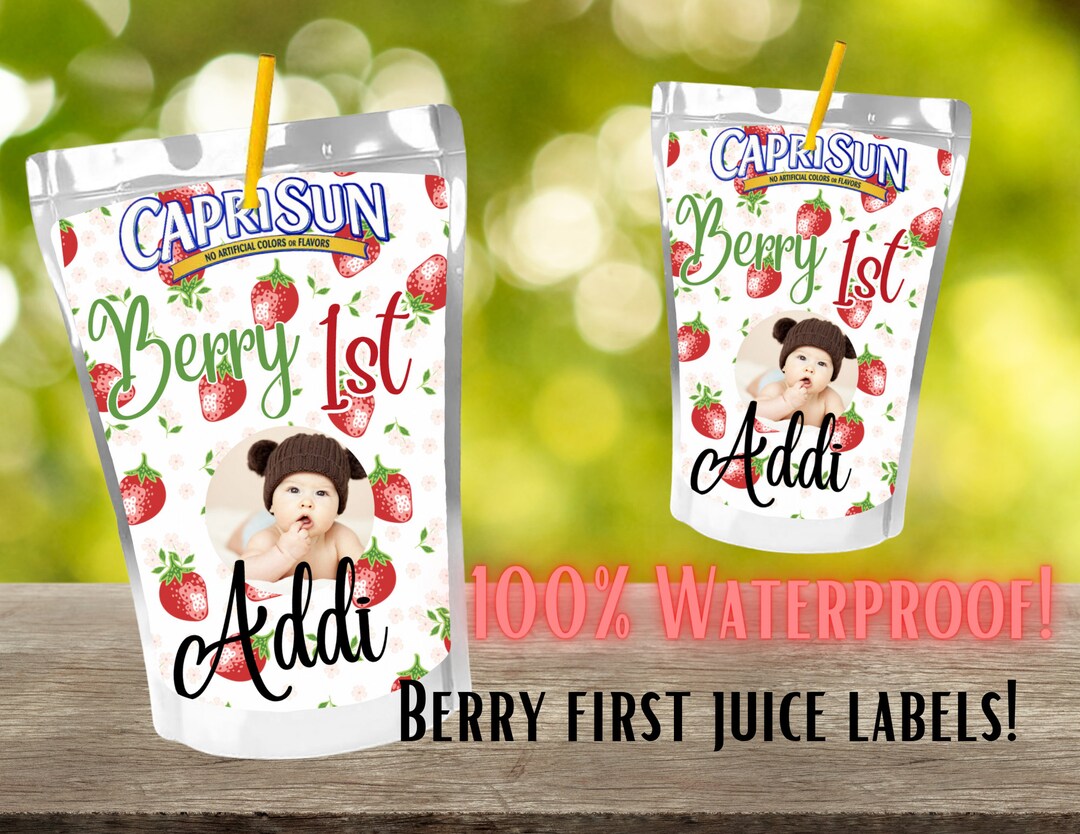 Berry First Juice Labels, Berry First Birthday, Custom Labels, Berry ...