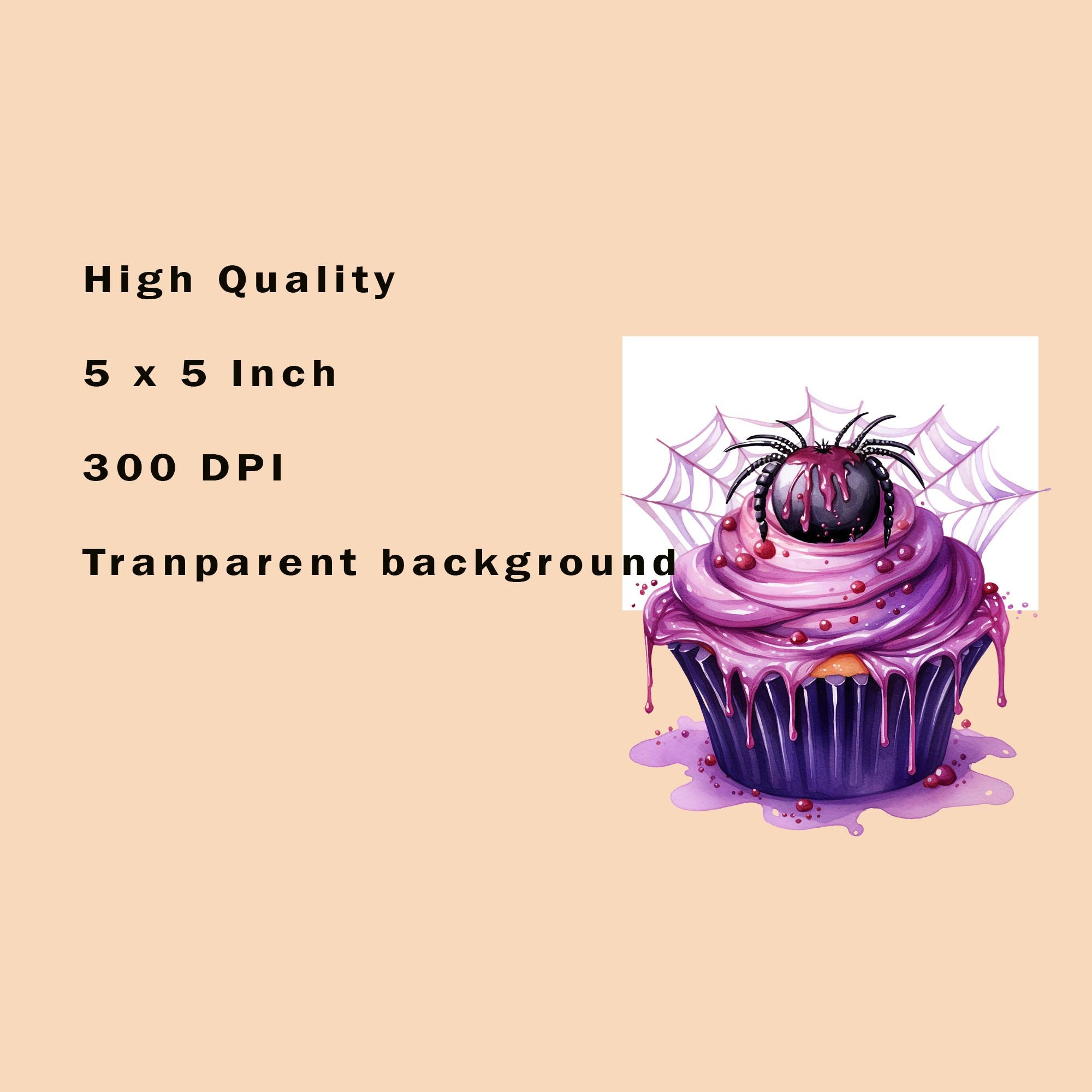 34 Watercolour Halloween Cupcake Clipart Halloween PNG Digital - Etsy