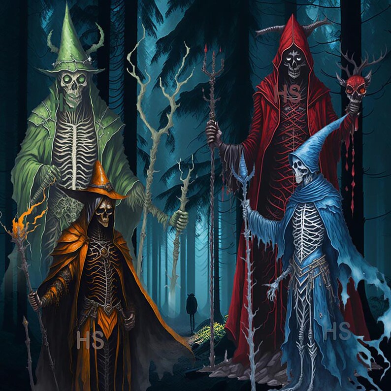 12 Skeleton Witch Clipart PNG Set Skelton Bundle Magic - Etsy