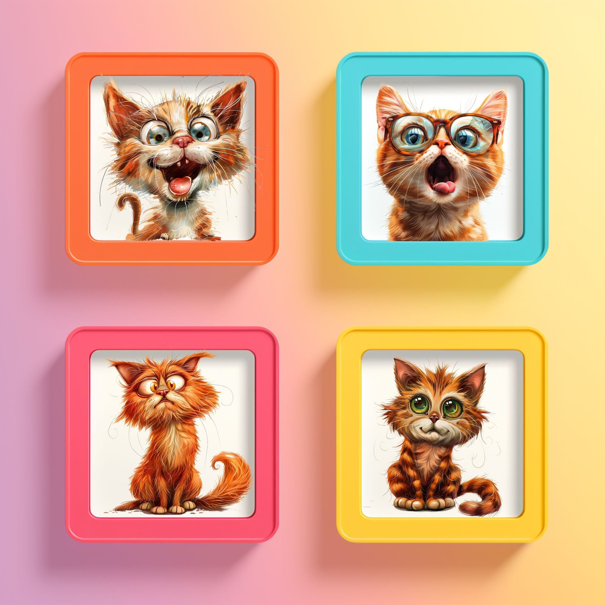 18 Funny Cyte Cat Clipart PNG Whimsical Cats Kitten Sublimation Clip ...