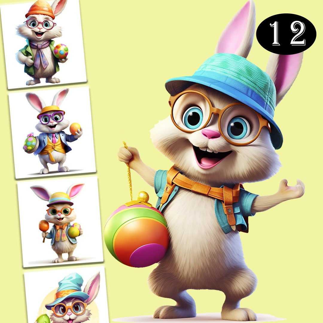 Cute Funny Bunny Clipart, Easter Clipart, Spring Clipart , Nursery ...