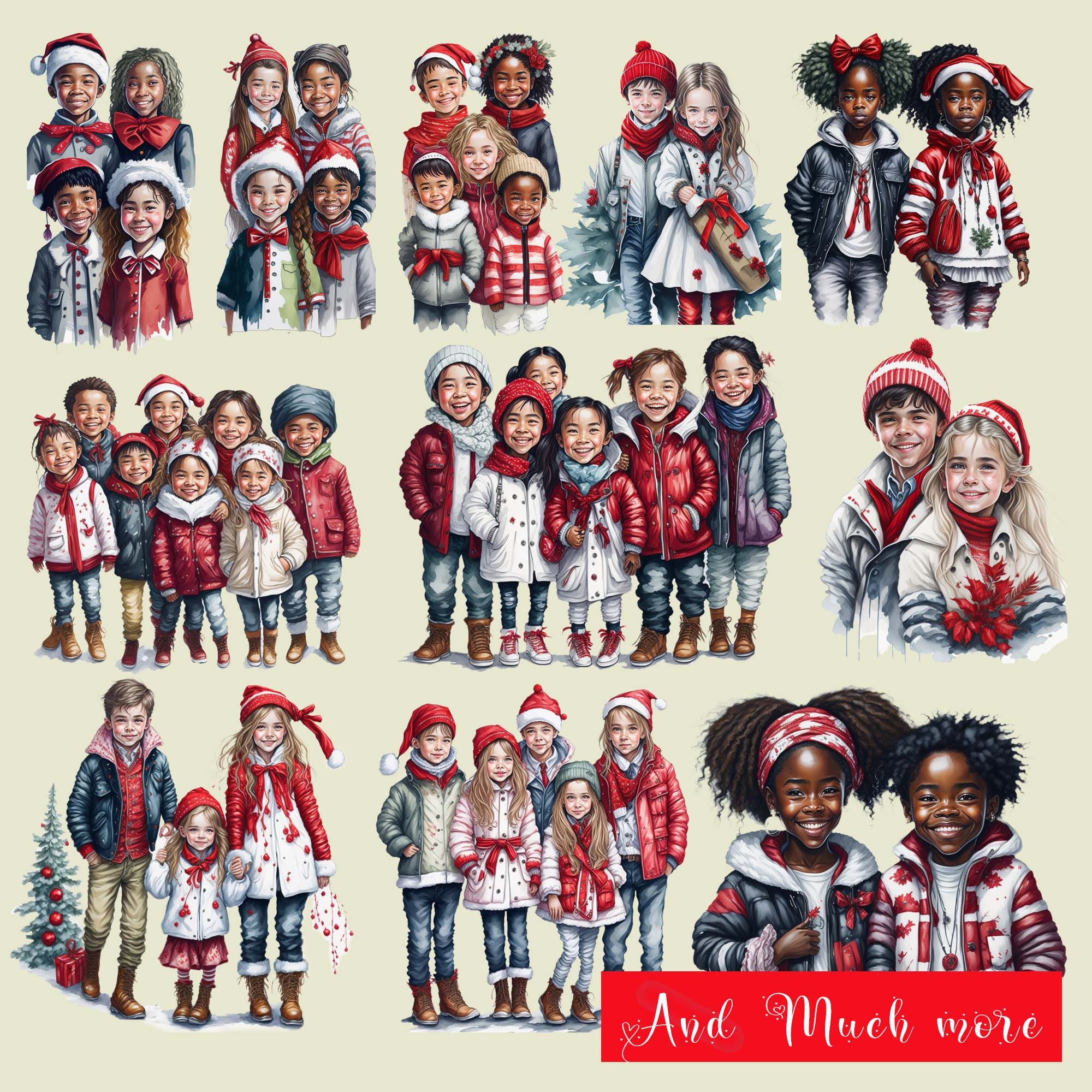 114 Cozy Christmas Clipart, Christmas Tree, Holiday PNG, Watercolor ...