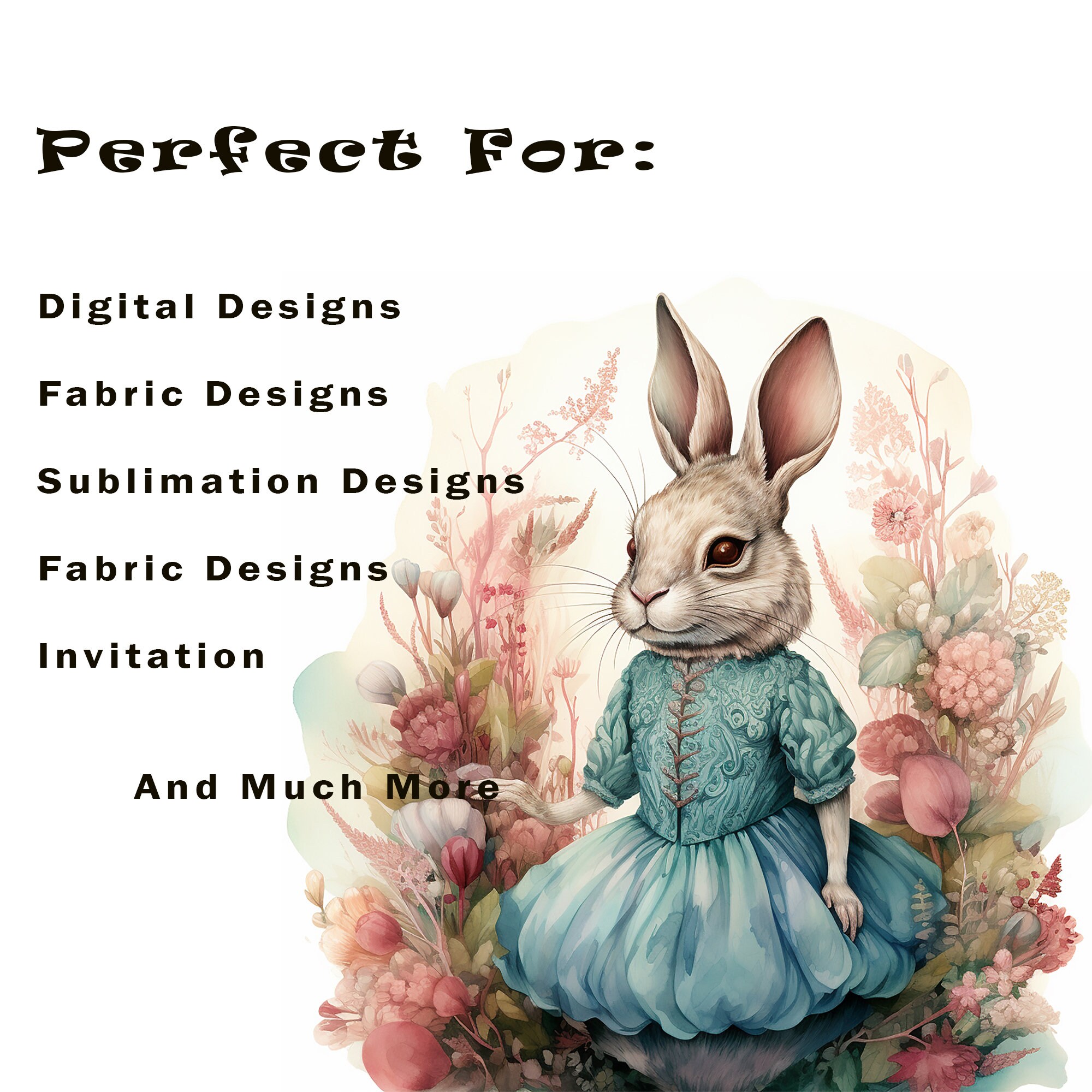 Cute Bunnies Wearing Dresses PNG, Watercolor Clipart, Cute Baby Shower ...