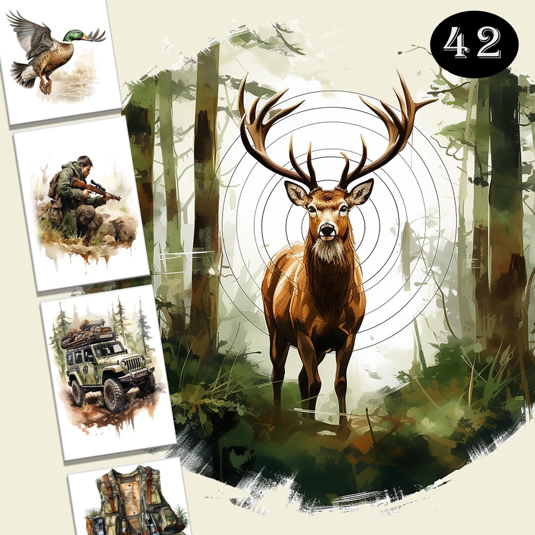 Hunting Clipart Bundle Set | Deer, Duck and Target | Transparent PNG ...
