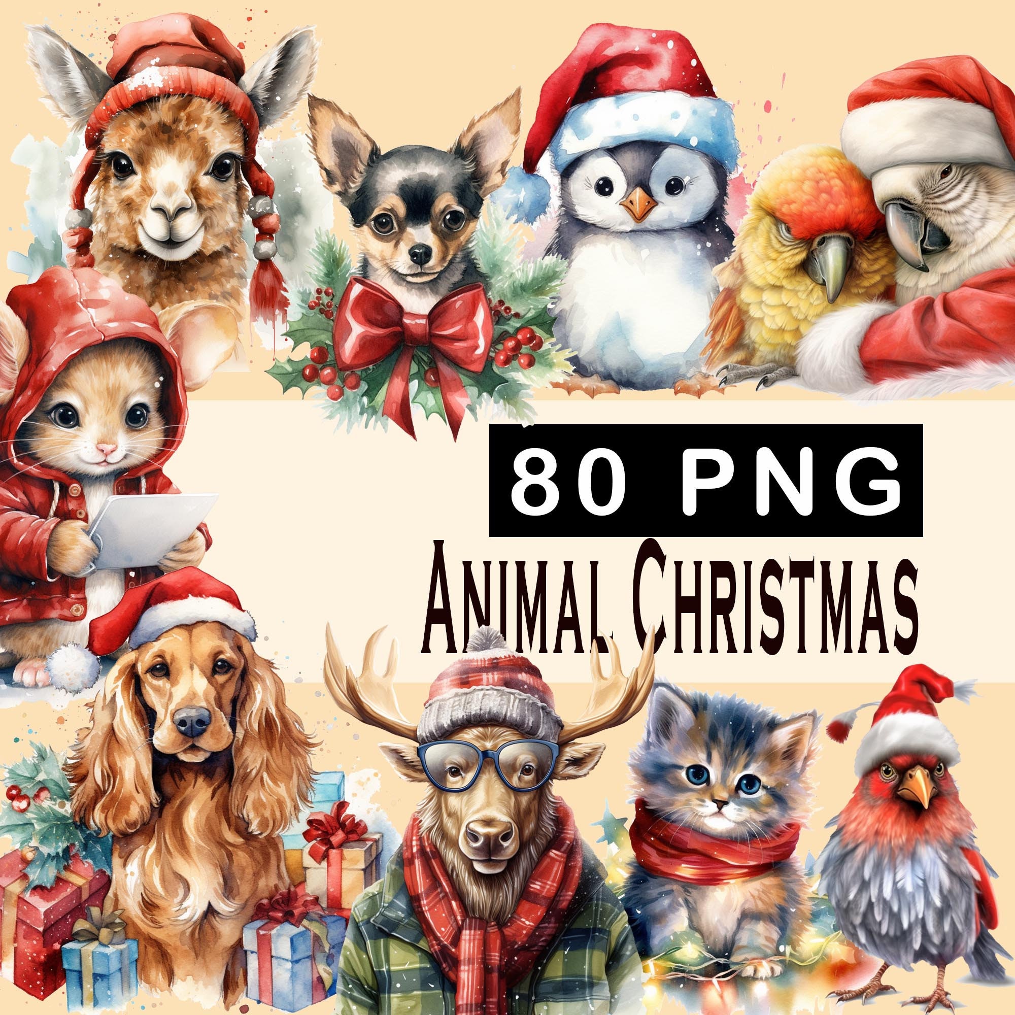 80 Cute Christmas Animal Clipart Bundle | Woodland Animal Clipart ...